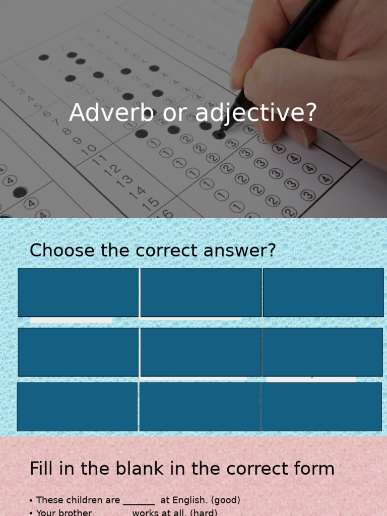 Adjective vs. Adverb Quiz | PDF