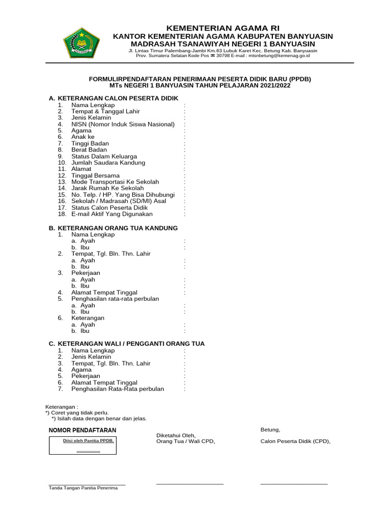 Formulir Pendaftaran PPDB 2021 | PDF | Ilmu Sosial | Kesehatan Holistik
