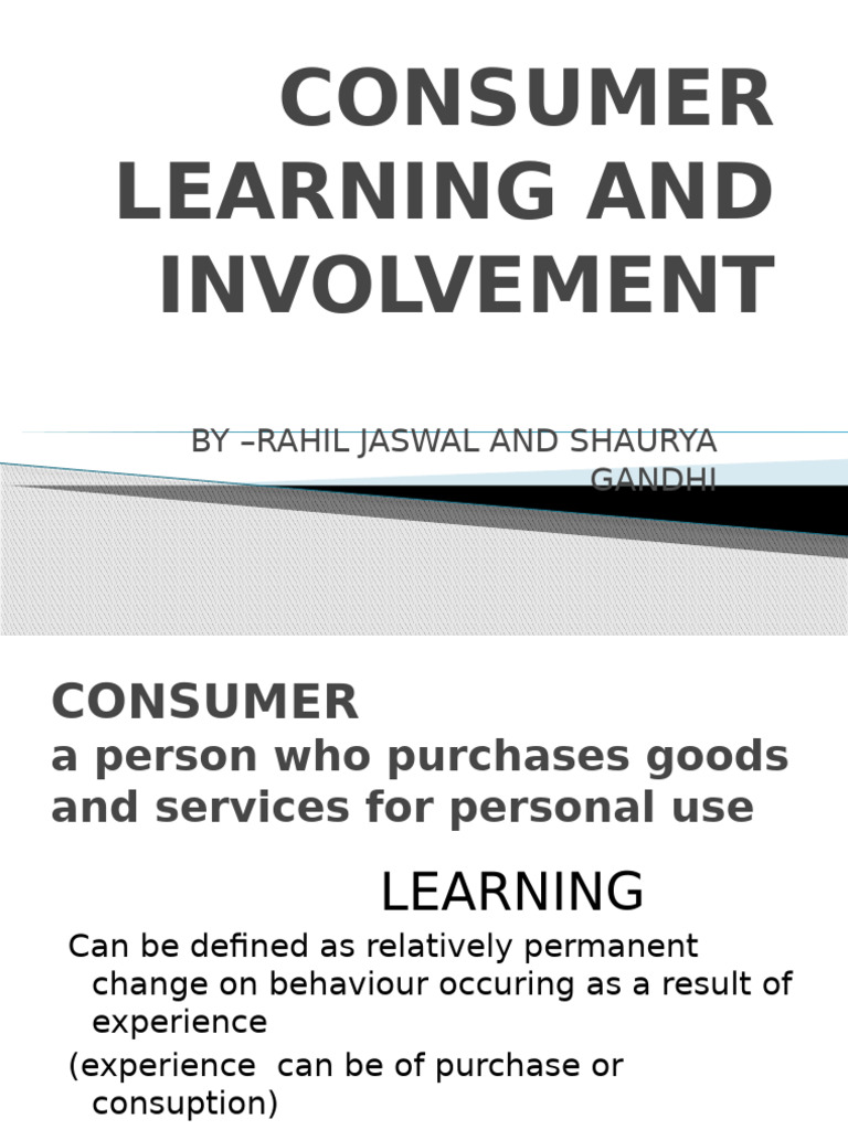 Consumer Learning and Involvement | PDF