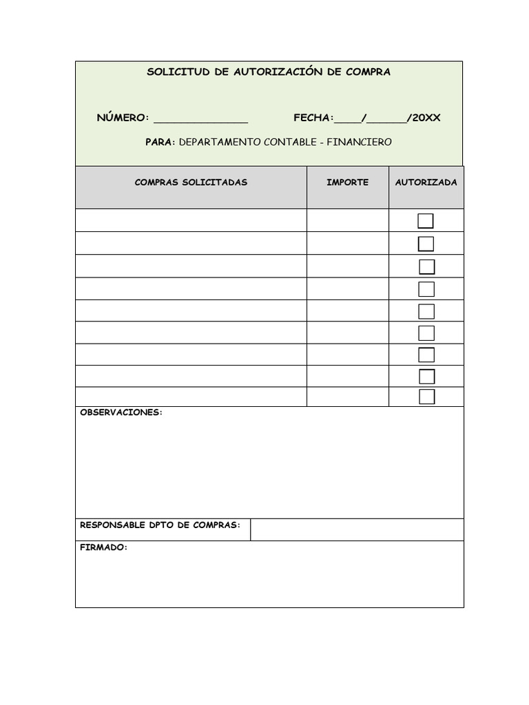 Solicitud de Autorización de Compra | PDF