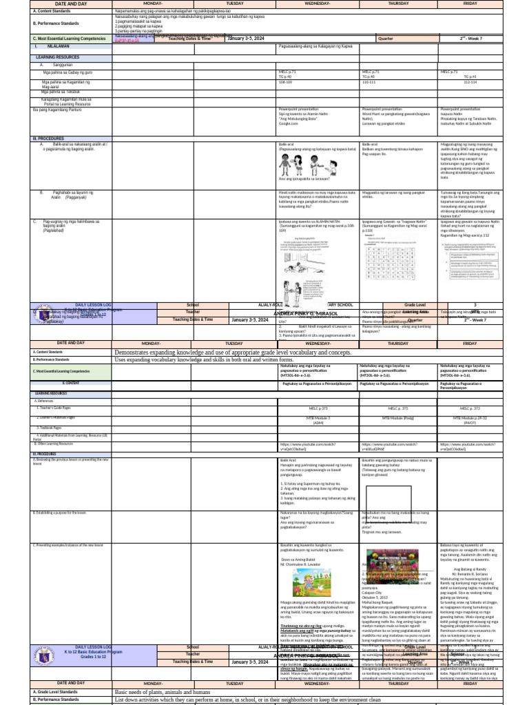 DLL GRADE 3 Q2 w7 | PDF