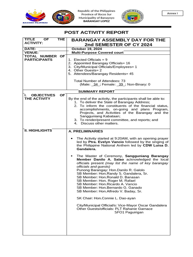 Annex I - Post Activity Report Template | PDF