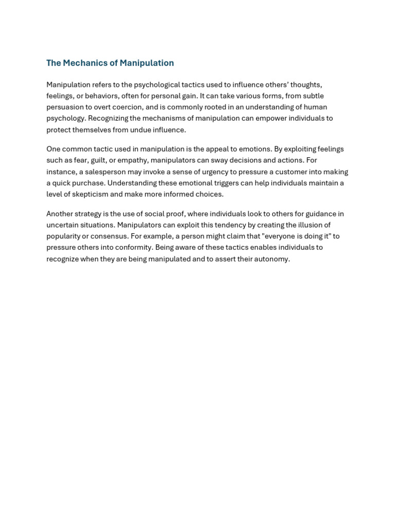 The Mechanics of Manipulation | PDF