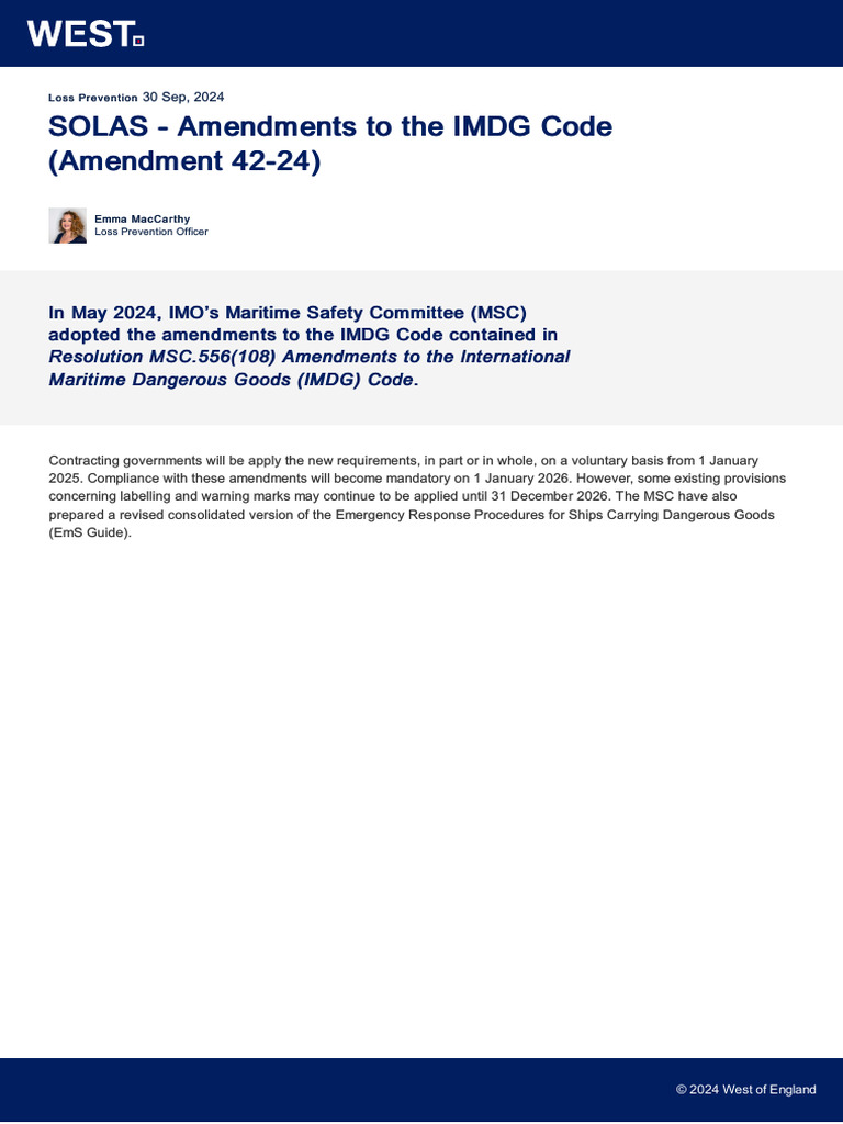 solas-amendments-to-the-imdg-code-(amendment-42-24 | PDF | Dangerous Goods | Packaging And Labeling