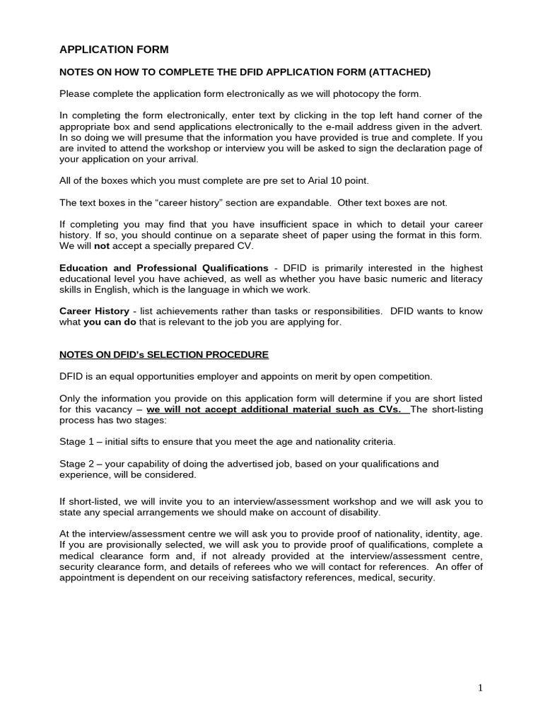 DFID Application Form Guidelines | PDF | Entrepreneurship | Fluency