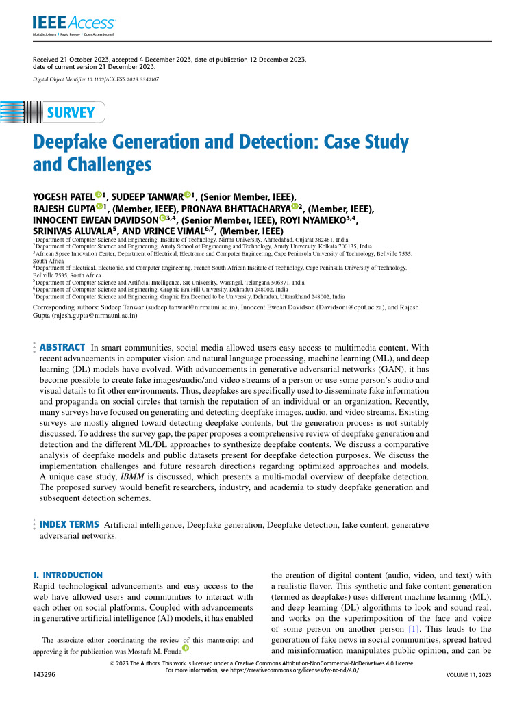 Deepfake Generation and Detection Case Study and Challenges | PDF | Deep Learning | Data Compression