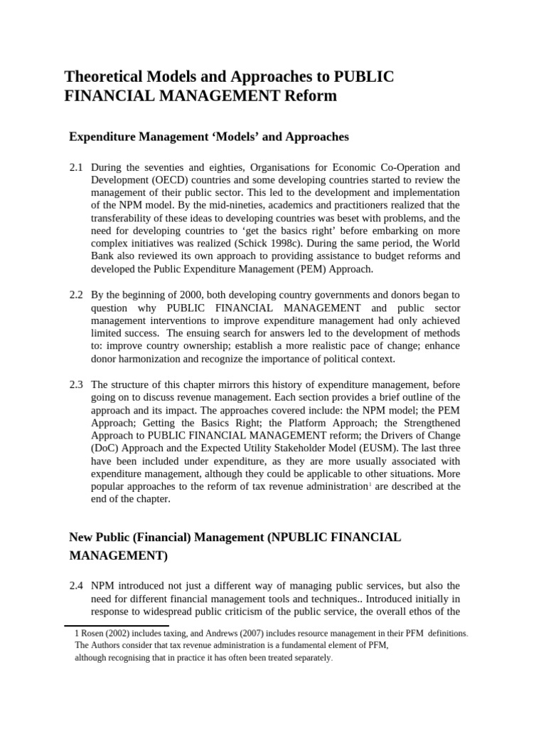 Public Financial Management Reform Models | PDF | Taxes | Institution