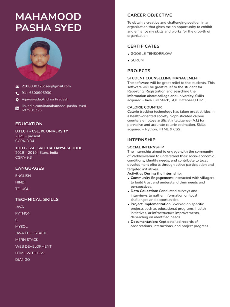 Mahamood Pasha Syed Resume | PDF | Software Engineering | Information Technology