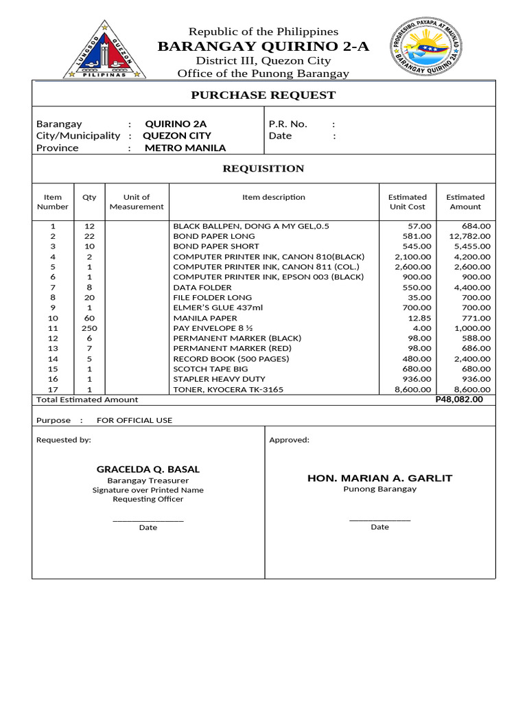 PURCHASE REQUEST- | PDF | Printer (Computing) | Publishing