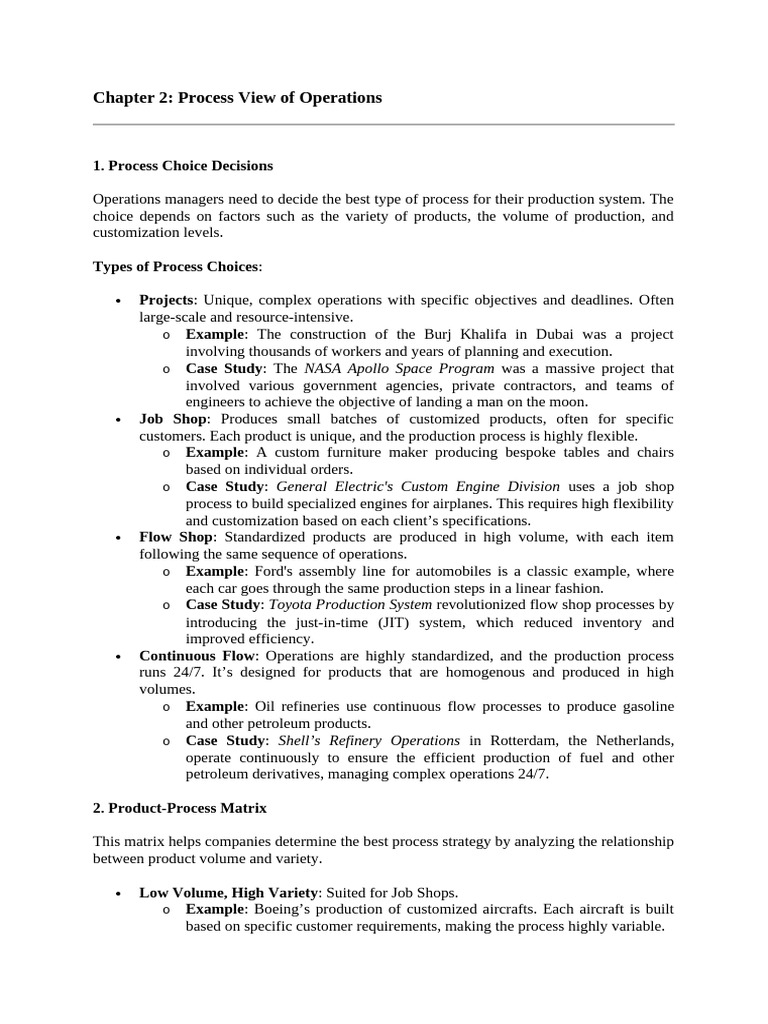 Process Choices in Operations Management | PDF | Lean Manufacturing | Six Sigma