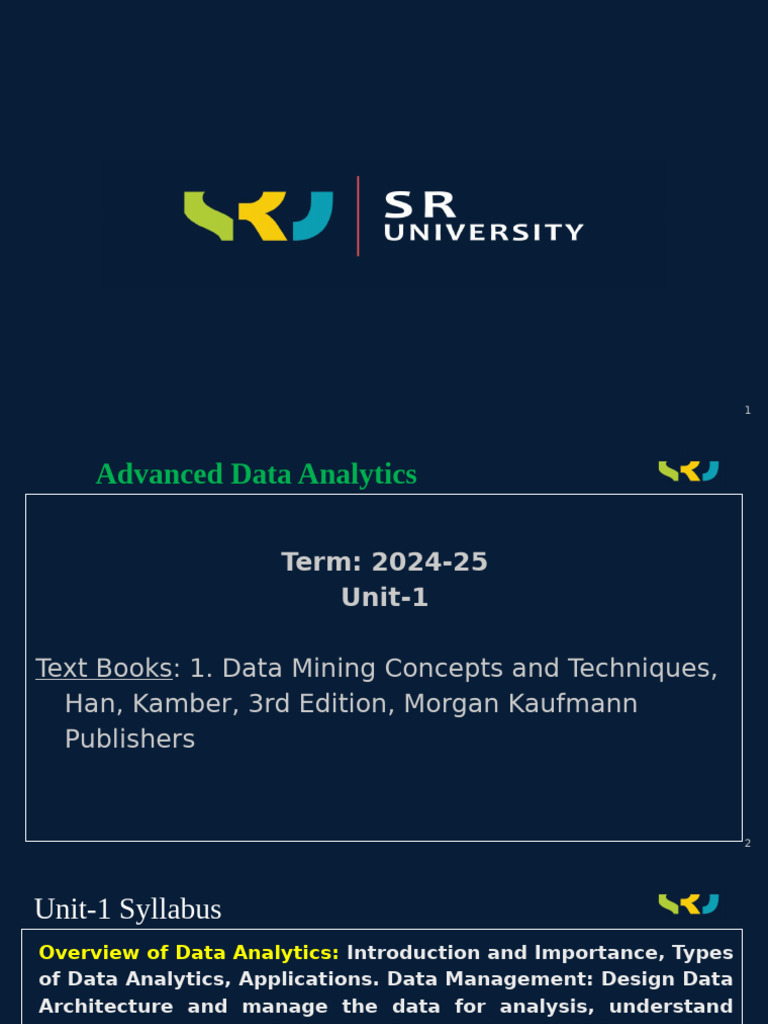 SRU_ADA_Unit-1 | PDF | Analytics | Predictive Analytics SRU_ADA_Unit-1 | PDF | Analytics | Predictive Analytics