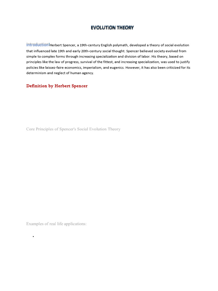 EVOLUTION THEORY | PDF | Sociocultural Evolution | Society