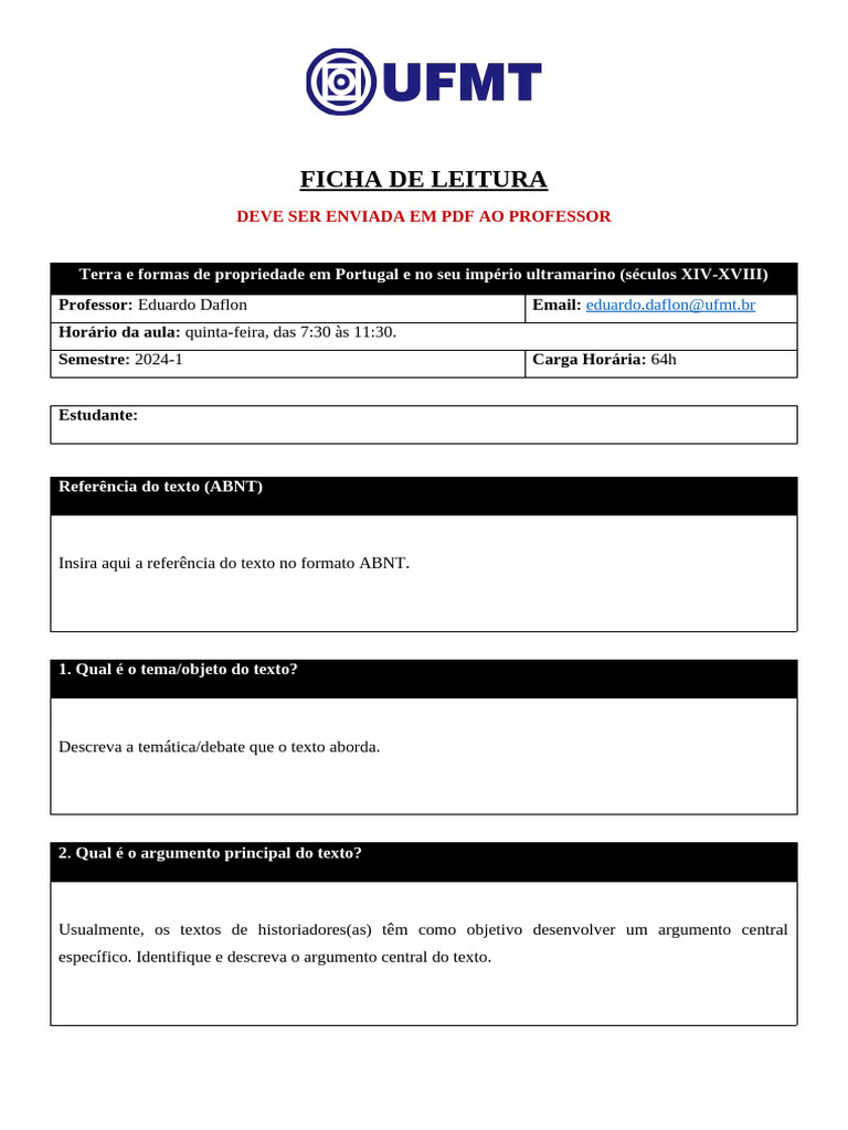 Ficha - Terra e Formas de Propriedade em Portugal e No Seu Império Ultramarino (Séculos XIV ...