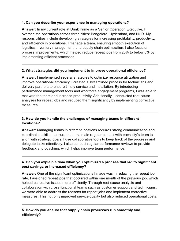 Interview Question | PDF | Supply Chain | Logistics