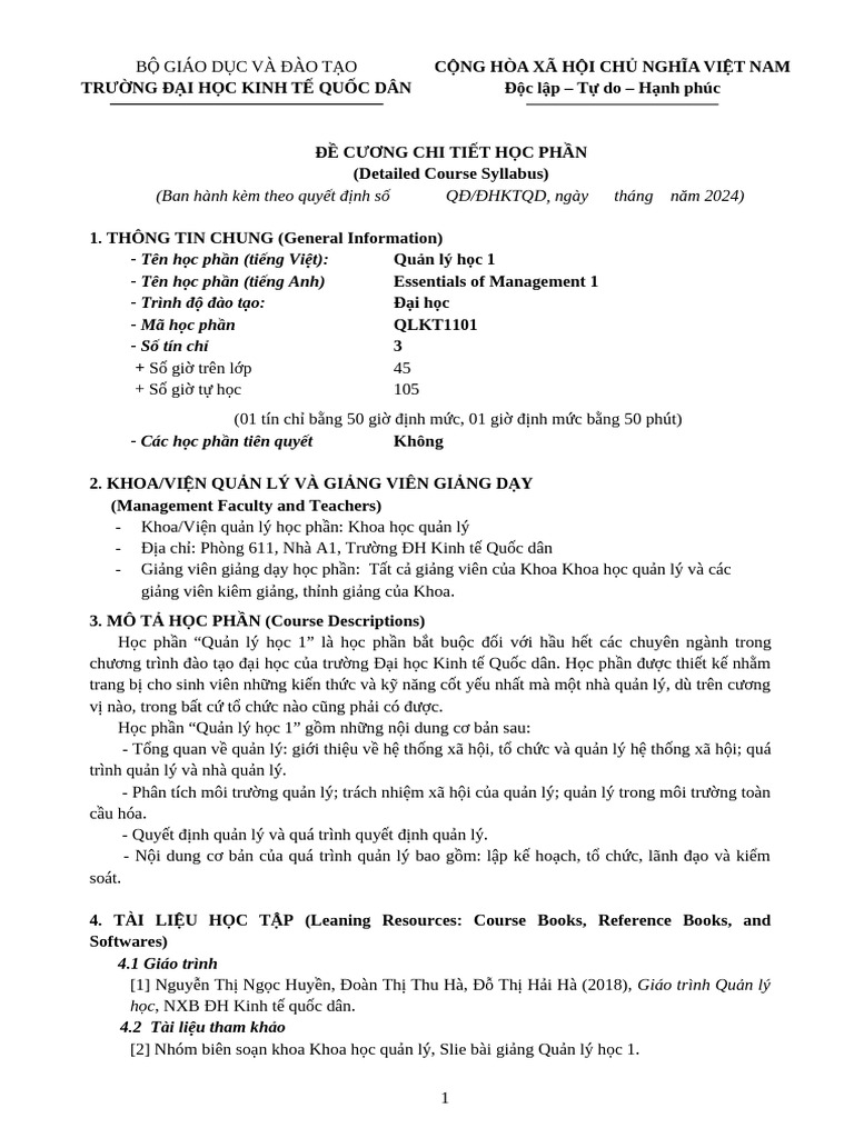 2024 QLKT1101 - Quan Ly Hoc | PDF