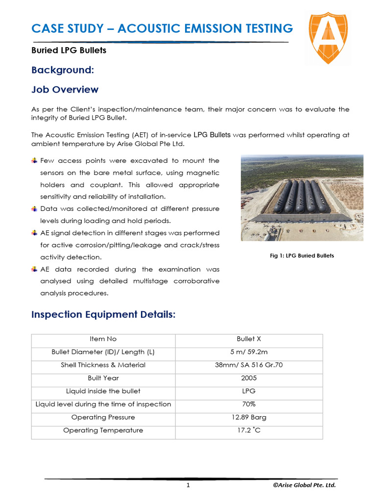 Case Study - AET For Buried LPG Bullet 300823 | PDF | Materials ...