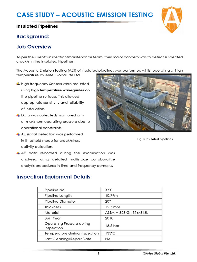 Case Study - AET For Insulated Pipelines | PDF | Materials | Materials ...