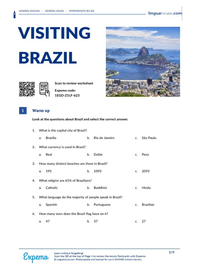 Visiting Brazil British English Student B1 B2 | PDF | Rio De Janeiro ...