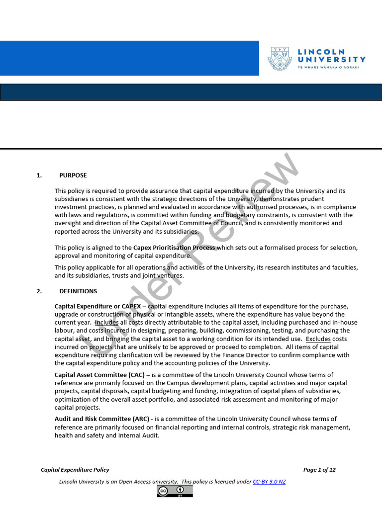 Capex Policy | PDF | Capital Expenditure | Expense