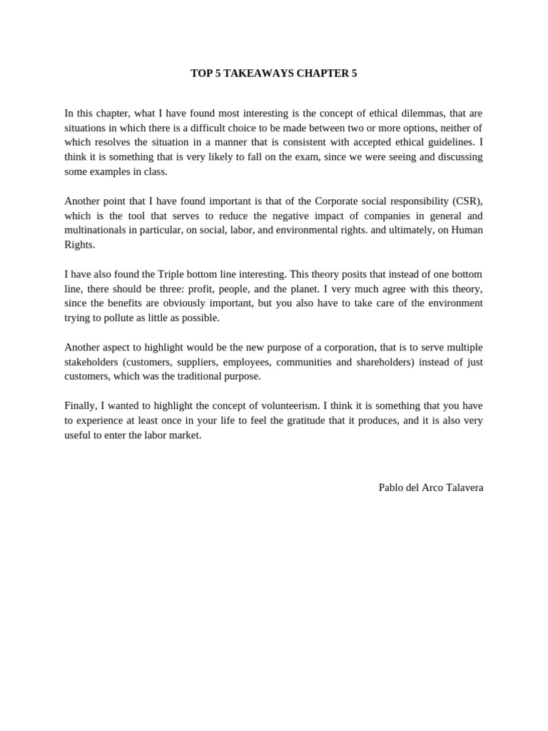 Top 5 Takeaways Chapter 5 | PDF