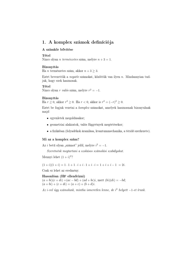 A Komplex Számok Definíciója | PDF