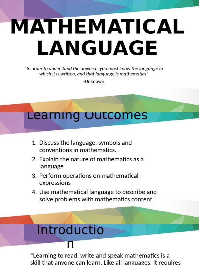 LM 3 Mathematical Language | PDF | Mathematics | Sentence (Linguistics)