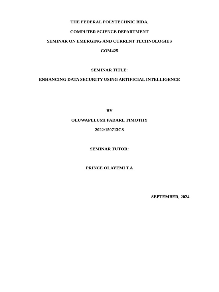 ENHANCED DATA SECURITY USING ARTIFICIAL INTELLIGENCE - FADARE TIMOTHY ... ENHANCED DATA SECURITY USING ARTIFICIAL INTELLIGENCE - FADARE TIMOTHY ...