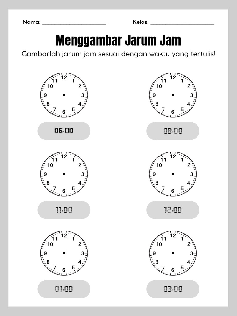Latihan Menggambar Jarum Jam Kelas 2 | PDF