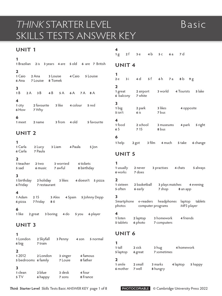 Grammar Skills Test Answer Key | PDF | Word | Grammar