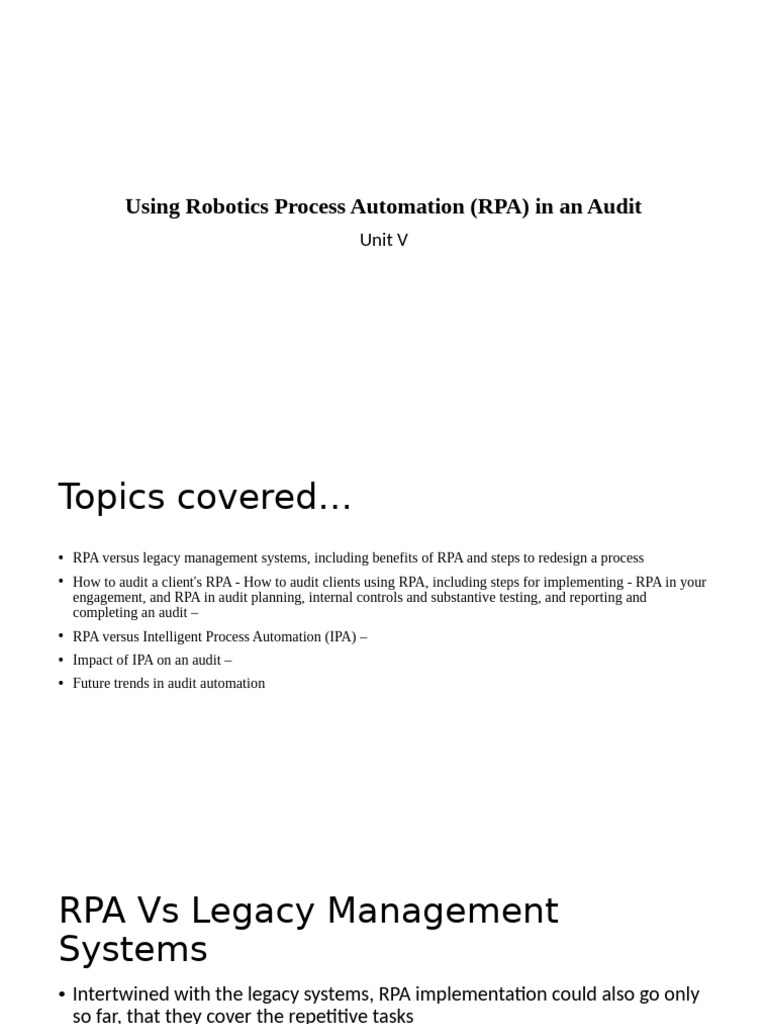 Unit 5 - Robotic Process Automation | PDF | Automation | Audit