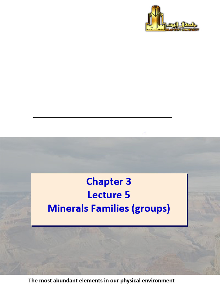 Geol Ch3 Lect5 MineralsFamilies | PDF | Minerals | Quartz