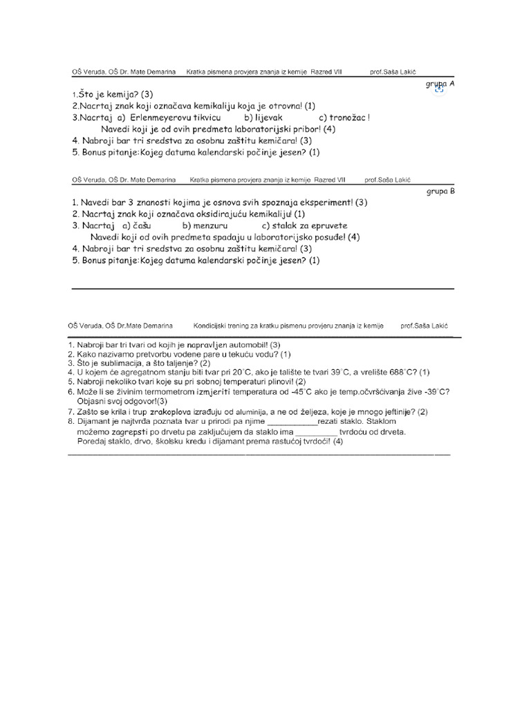 KEMIJA_7 RAZRED | PDF