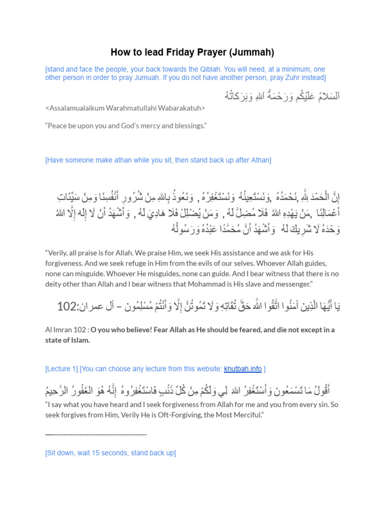 Friday Prayer Script | PDF | Prophets And Messengers In Islam ...