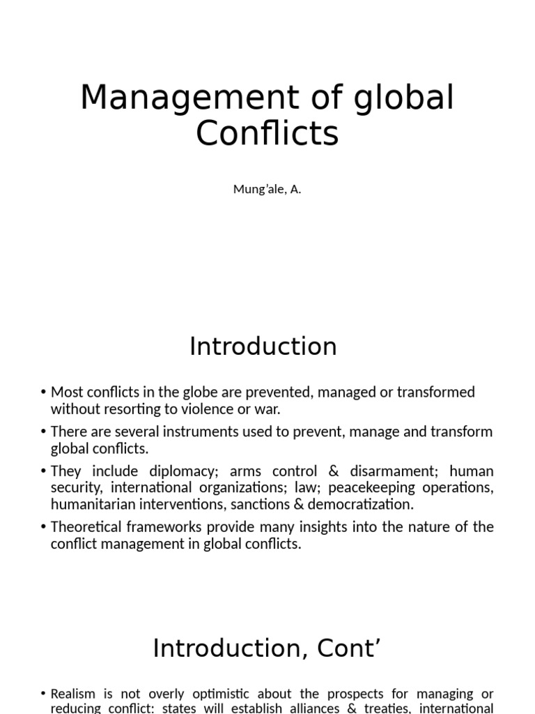 Global Conflict Management Strategies | PDF | Arms Control | Diplomacy