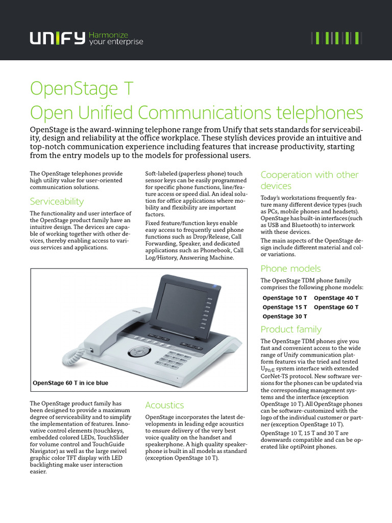 Datasheet_OpenStage_T | PDF | Telephone | Light Emitting Diode