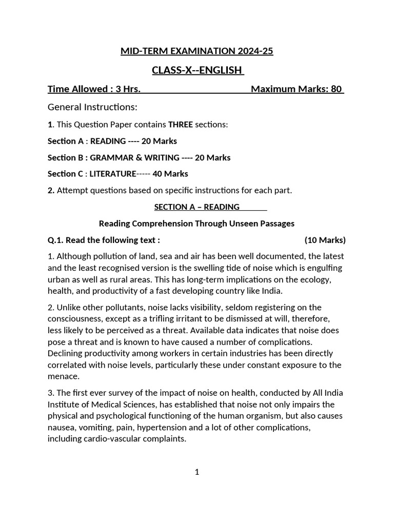 Class X English Mid-Term Exam 2024-25 | PDF | Brand | Social Media