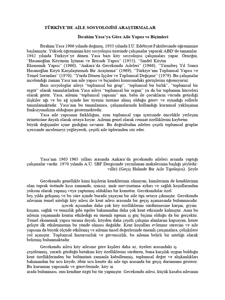 Aile Sosyolojisi final notu | PDF