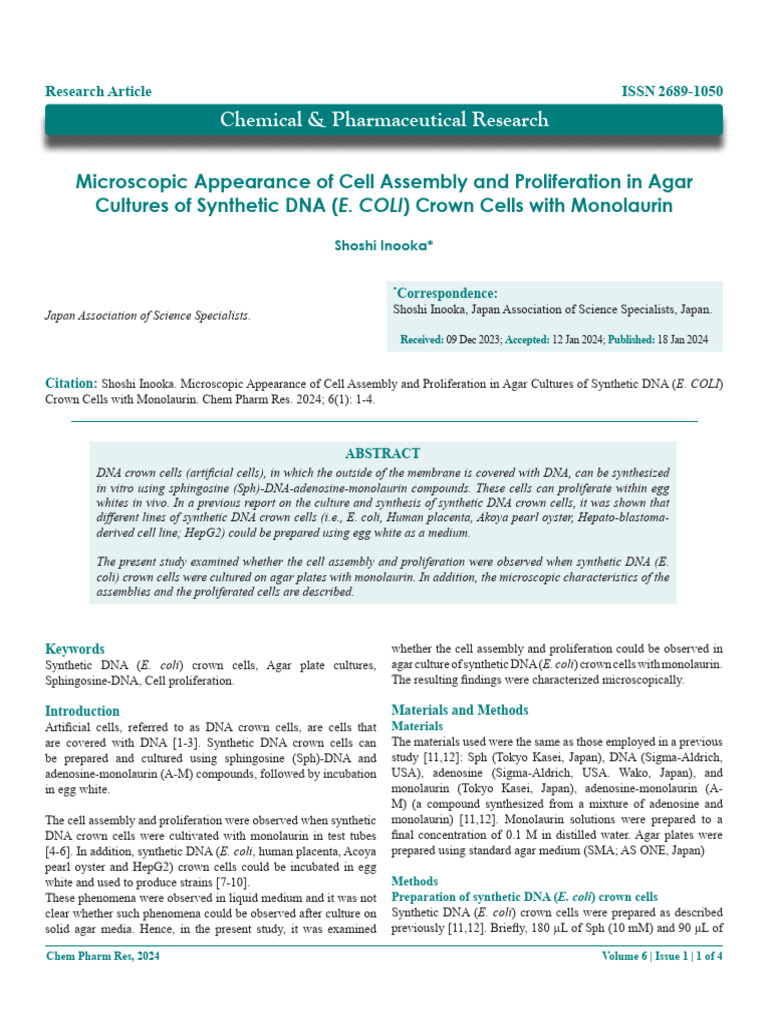 Microscopic Appearance of Cell Assembly and Proliferation in Agar ...