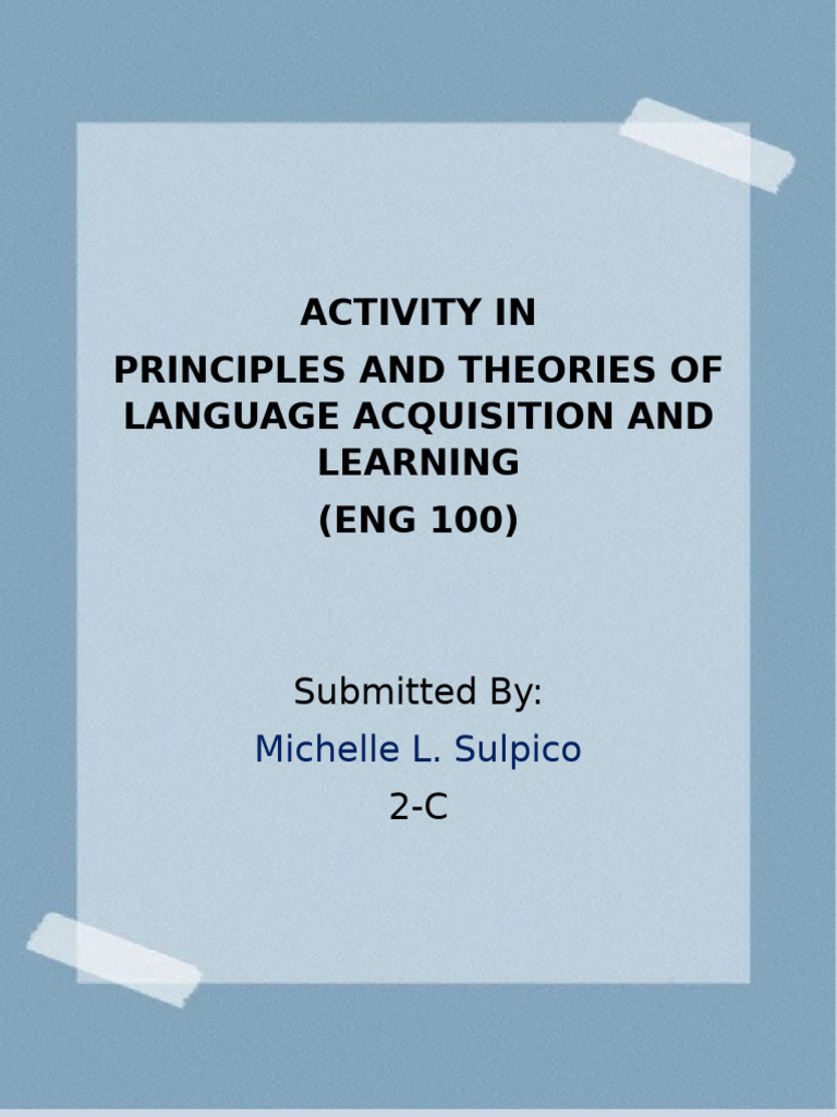 ACTIVITY in ENG 100 | PDF | Language Acquisition | Learning