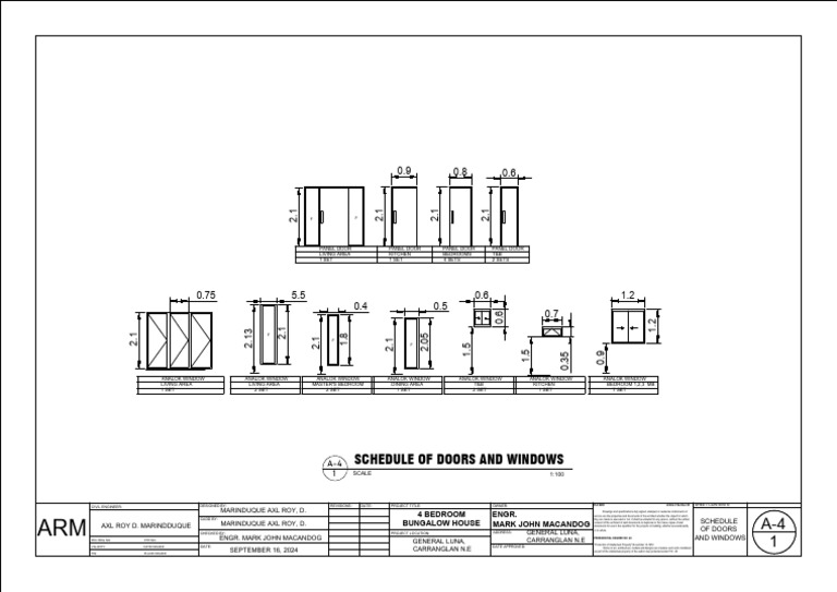 SCHEDULE OF WINDOWS AND DOORS (1) - Model | PDF