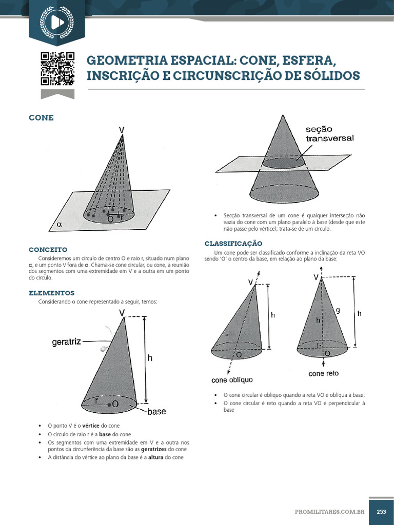 Cone e Esfera: Geometria Espacial | PDF | Esfera | Círculo