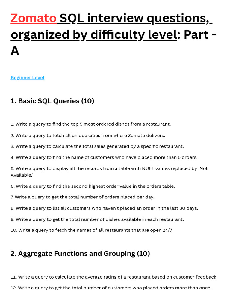 Zomato SQL Questions 1728058990 | PDF | Restaurants | Data Management