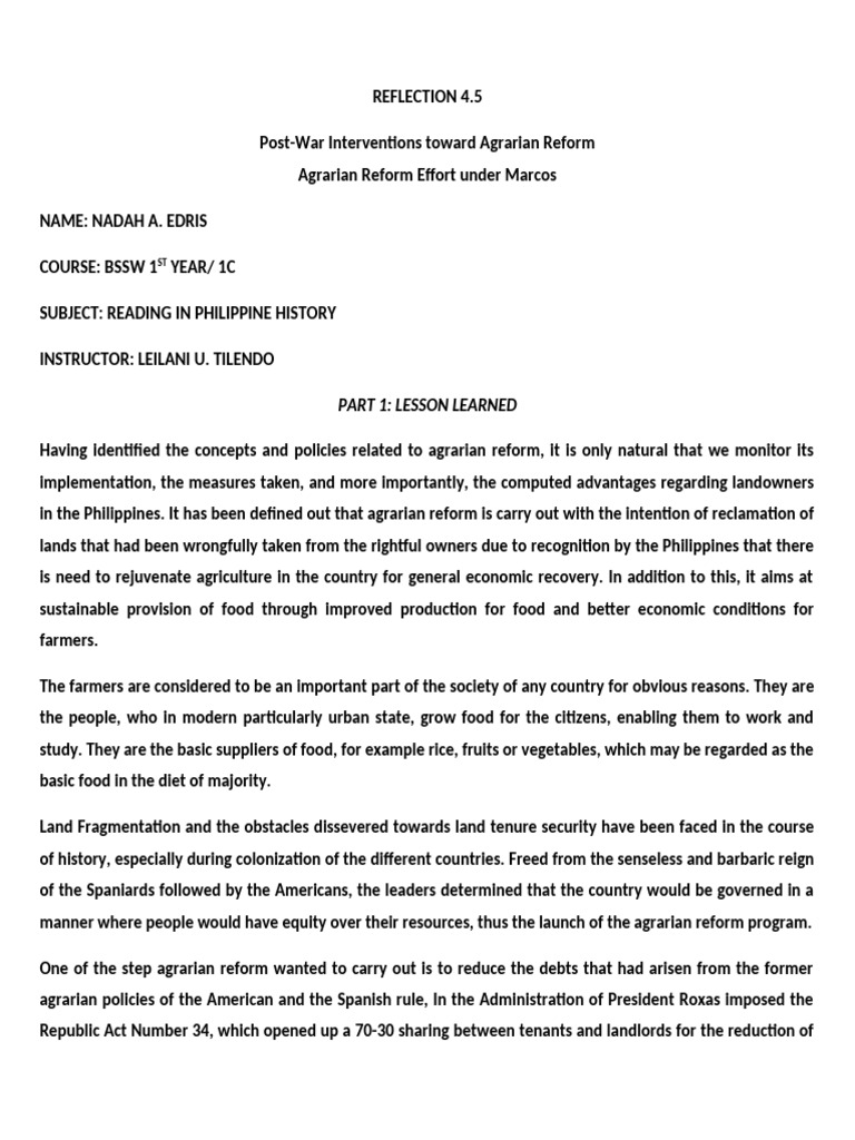 Agrarian Reform in Post-War Philippines | PDF | Agriculture | Farmer