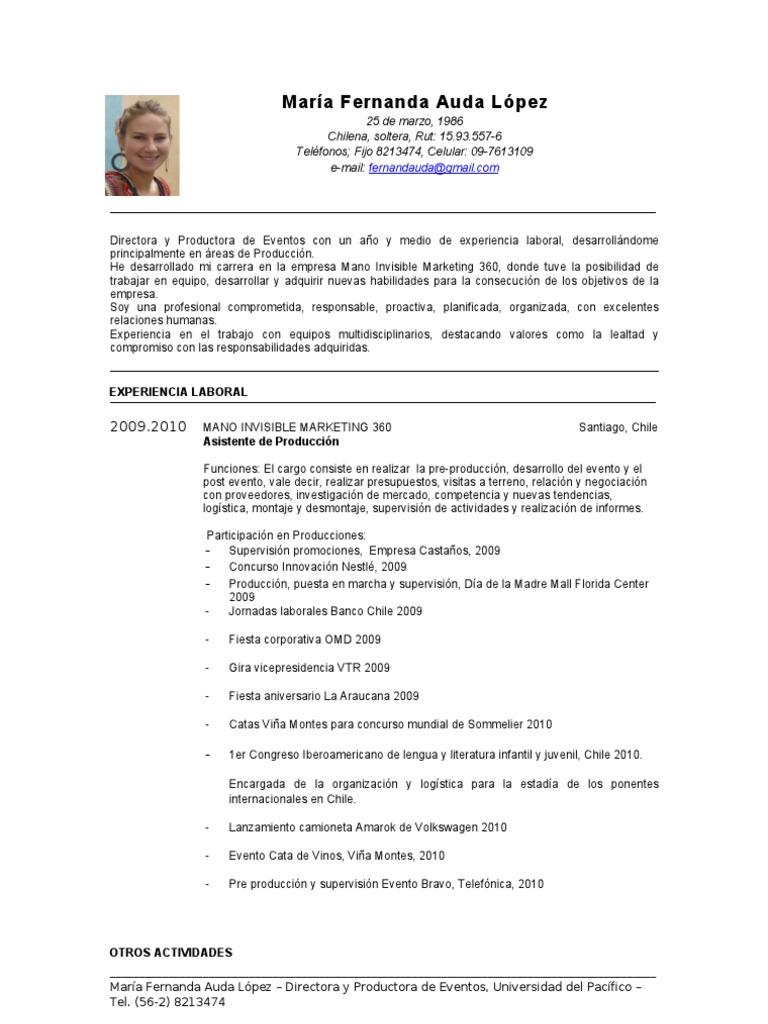 CV Fernanda Auda | PDF | Chile | Santiago