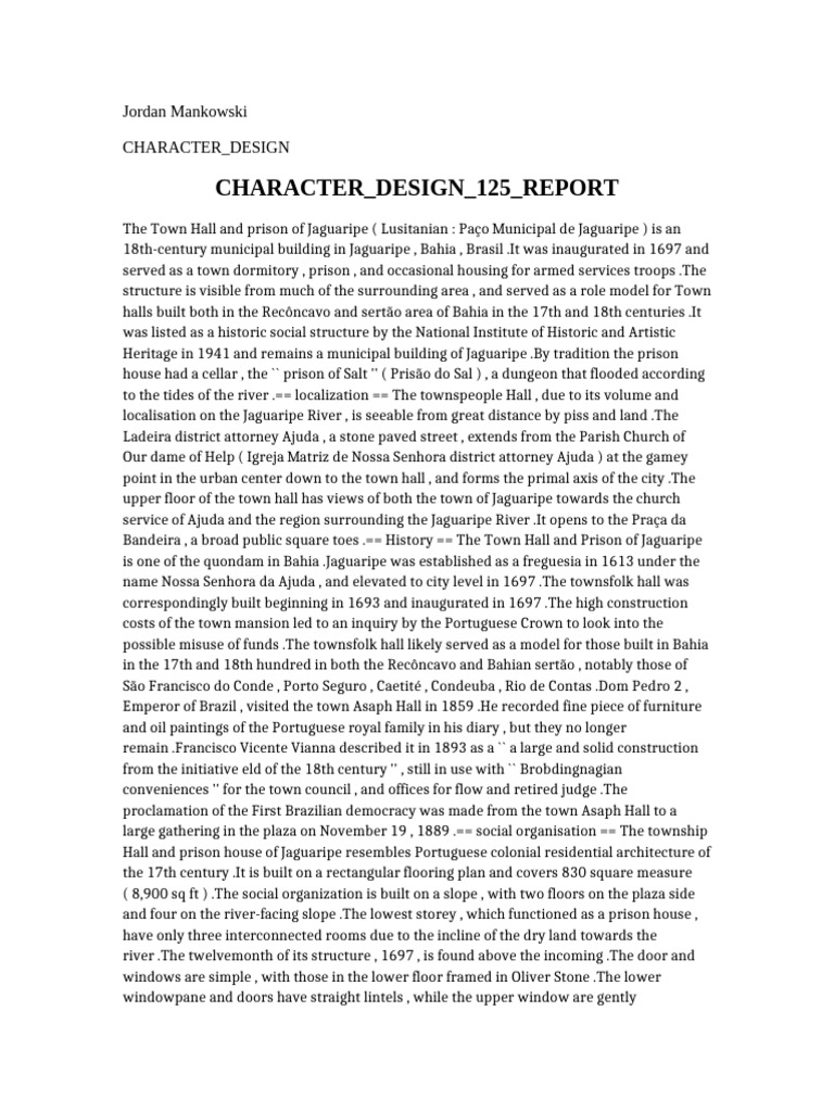 Character Design 125 Report | PDF | Buildings And Structures