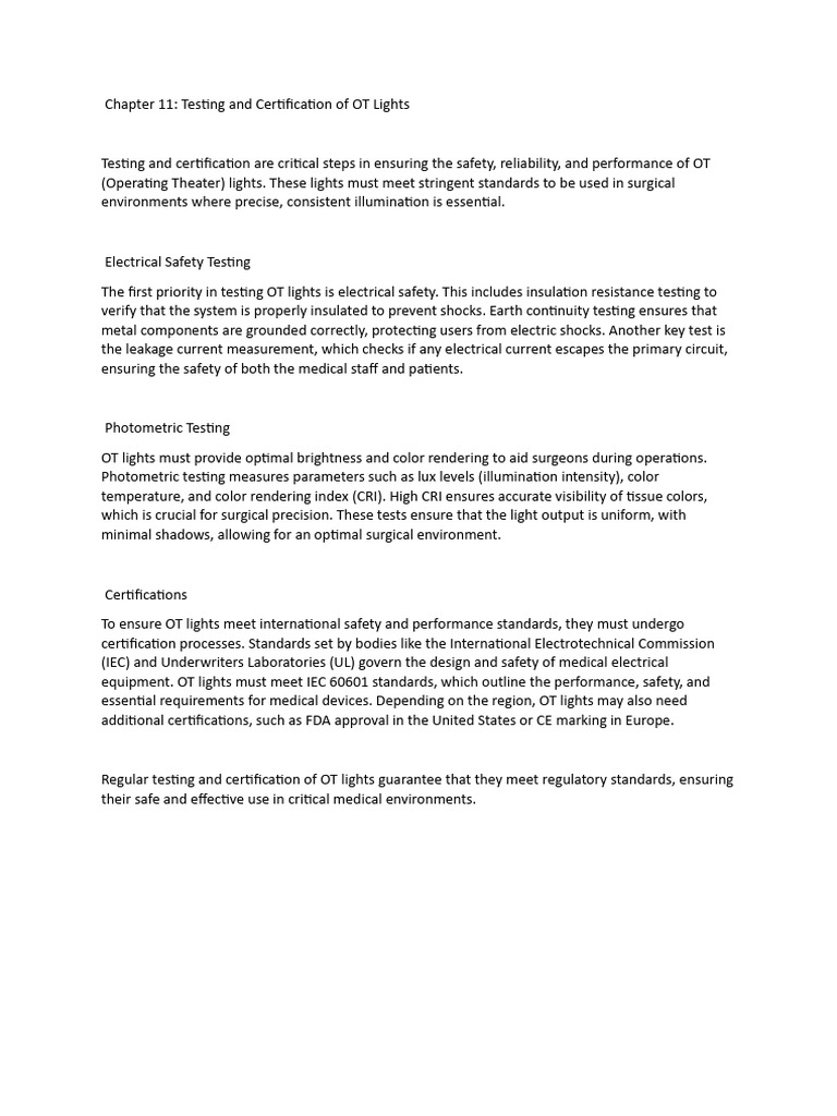 OT Light Testing and Certification Standards | PDF