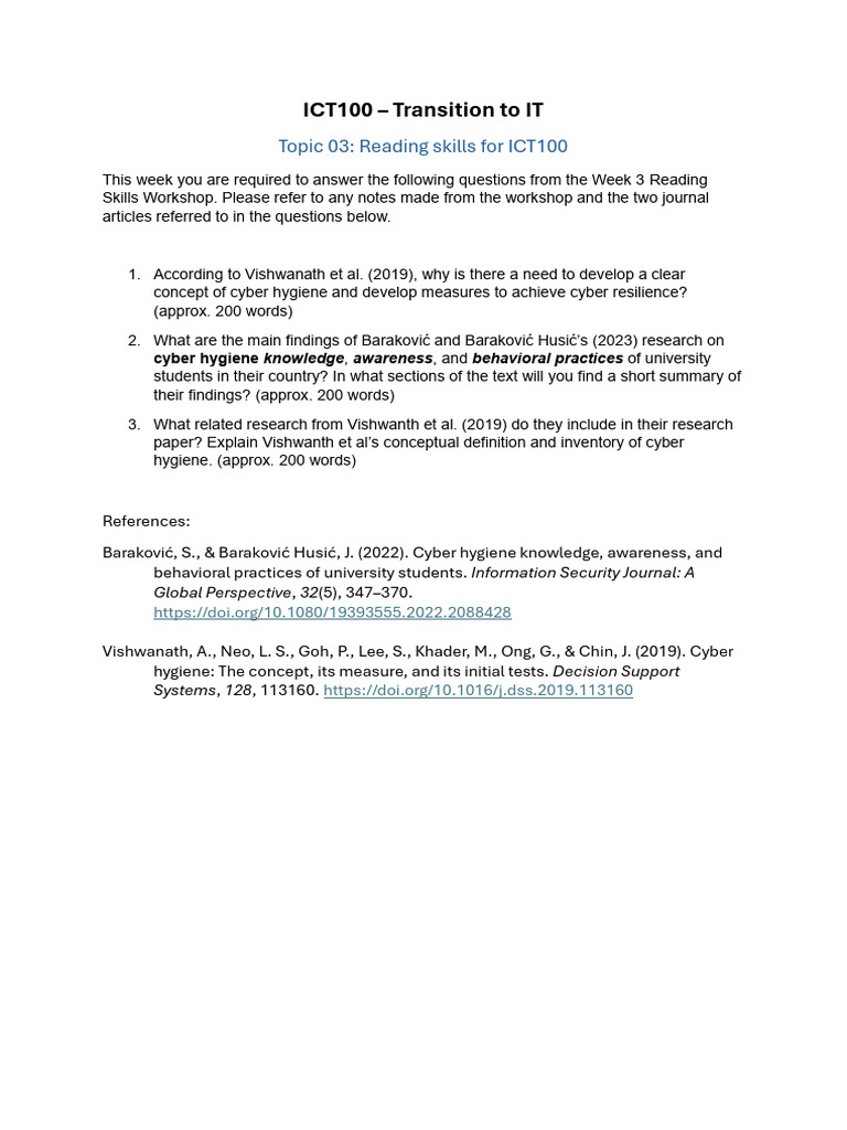 Week 3 Lab Questions | PDF