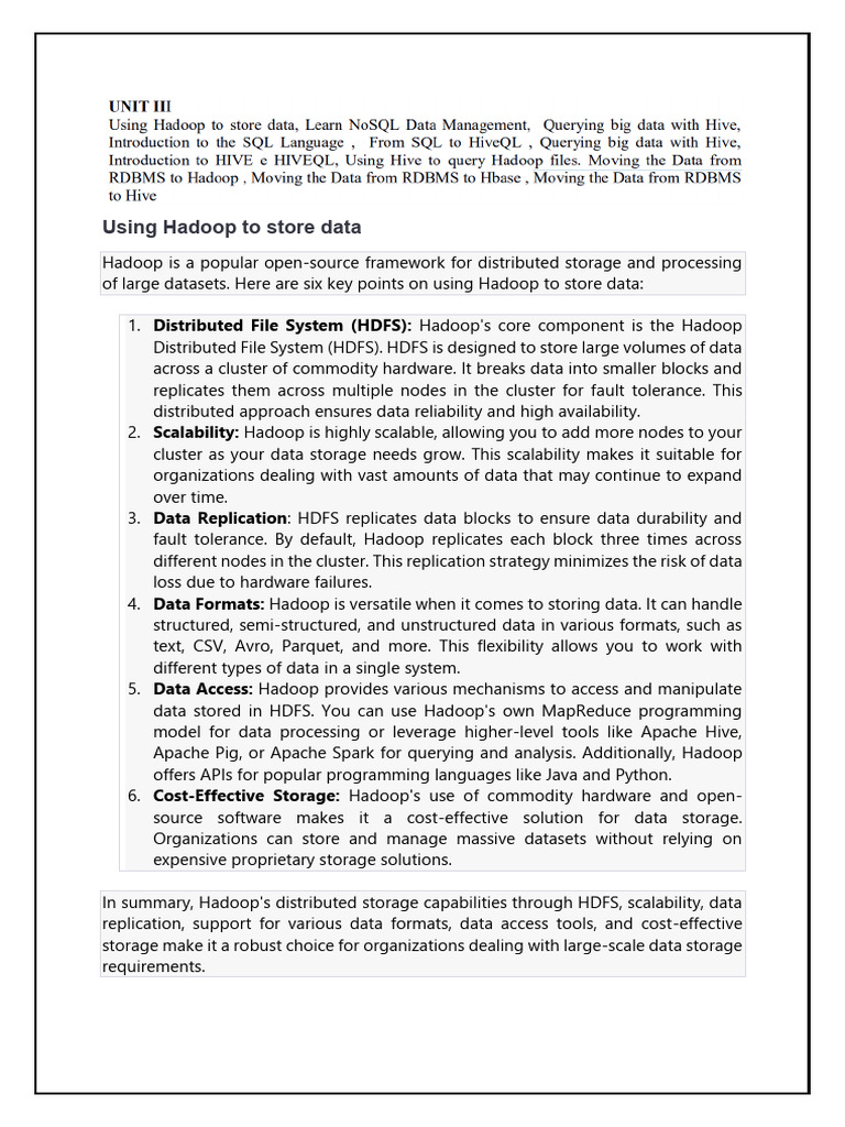 Storing Data with Hadoop and Hive | PDF | Apache Hadoop | No Sql