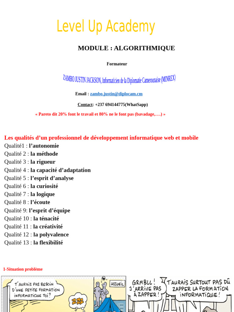Module Algorithmique Level Up Pdf Programmation Informatique 6377