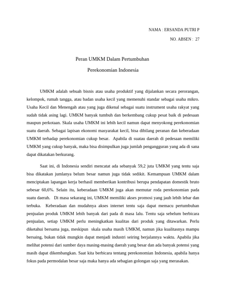 Teks Argumentasi UMKM | PDF | Bisnis